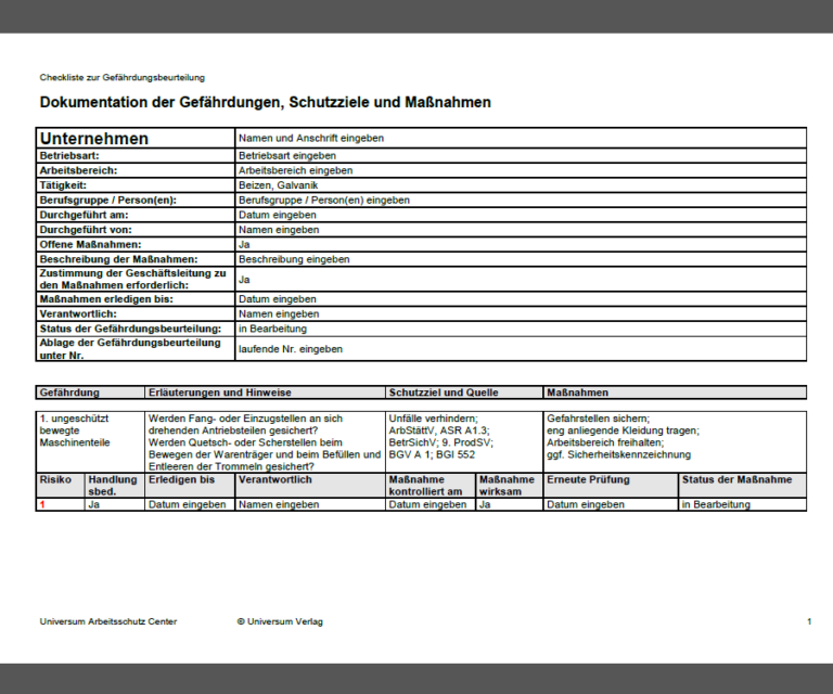 Gefährdungsbeurteilung - Beizen - vorlagen.de