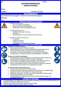 Betriebsanweisung - Elektroschweißen - vorlagen.de