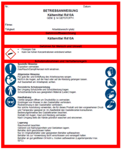 Betriebsanweisung - Kältemittel R410A - vorlagen.de