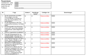 Checkliste - Pausenräume - vorlagen.de